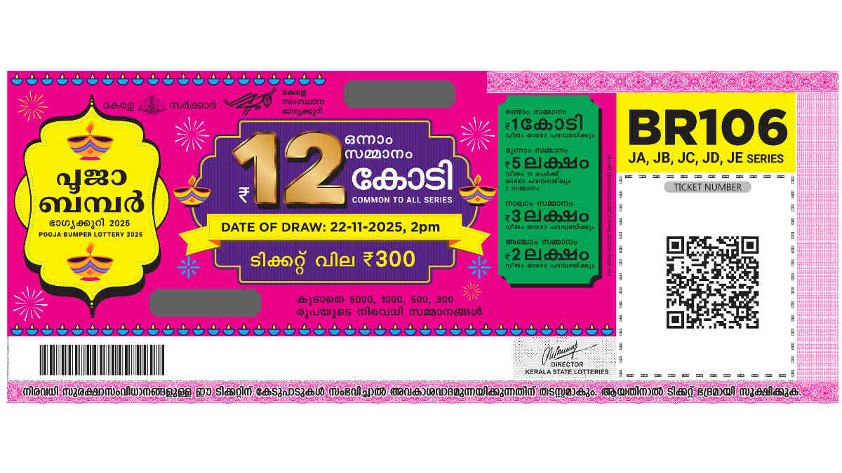 [22.11.2025] Pooja Bumper Lottery Result Out (BR 106) - Lottery R